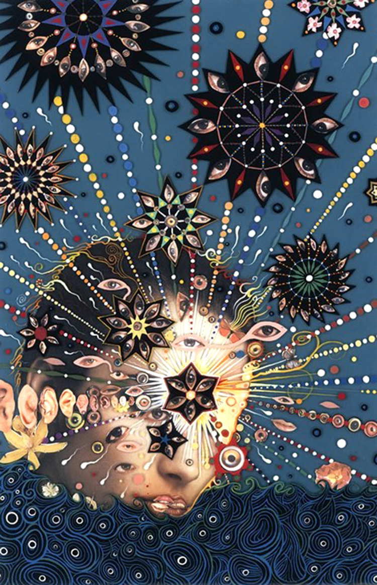 How Fred Tomaselli Combines Cosmic Theory, Daily News, & Psychedelics