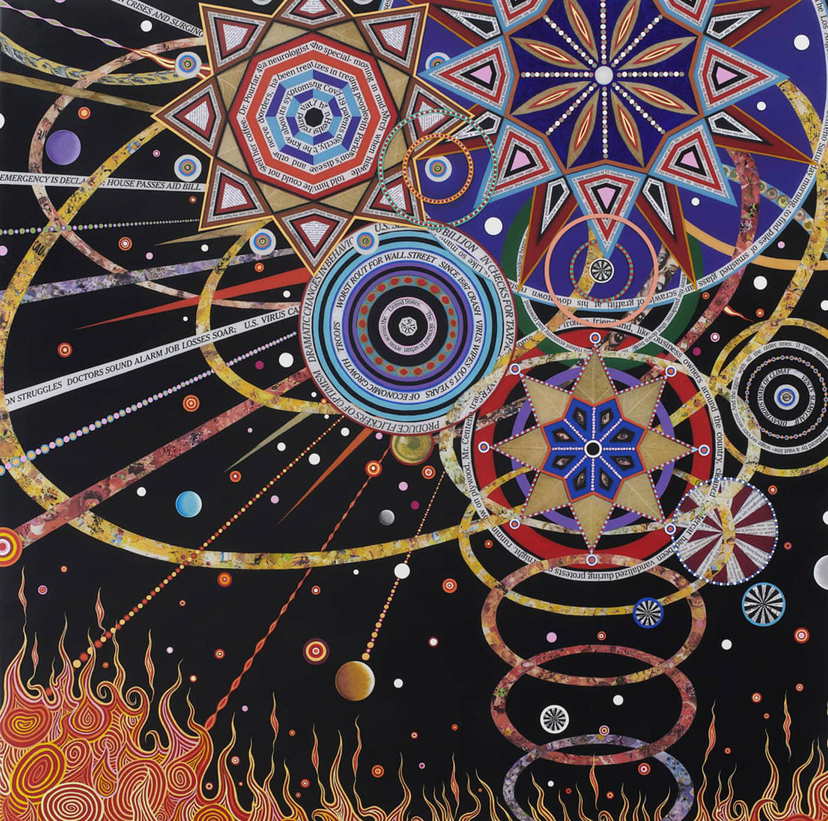 How Fred Tomaselli Combines Cosmic Theory, Daily News, & Psychedelics