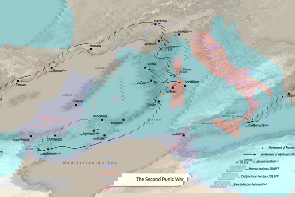 Map of the Second Punic War (218-201 BCE) (Free Download)