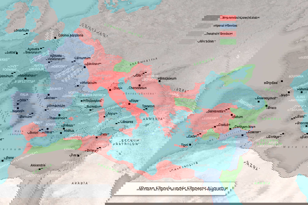 Map of Roman Empire under Emperor Augustus (Free Download)