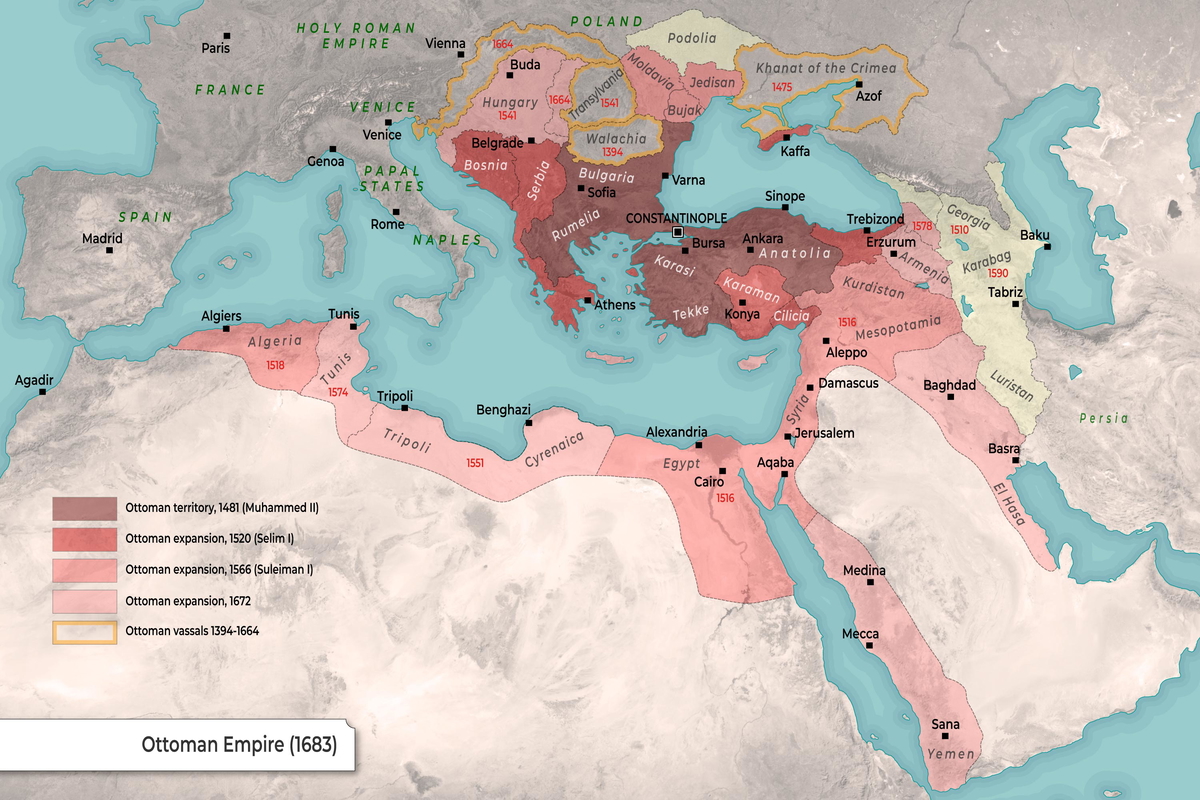 Map of the Ottoman Empire at Its Peak (1683 CE) (Free Download)