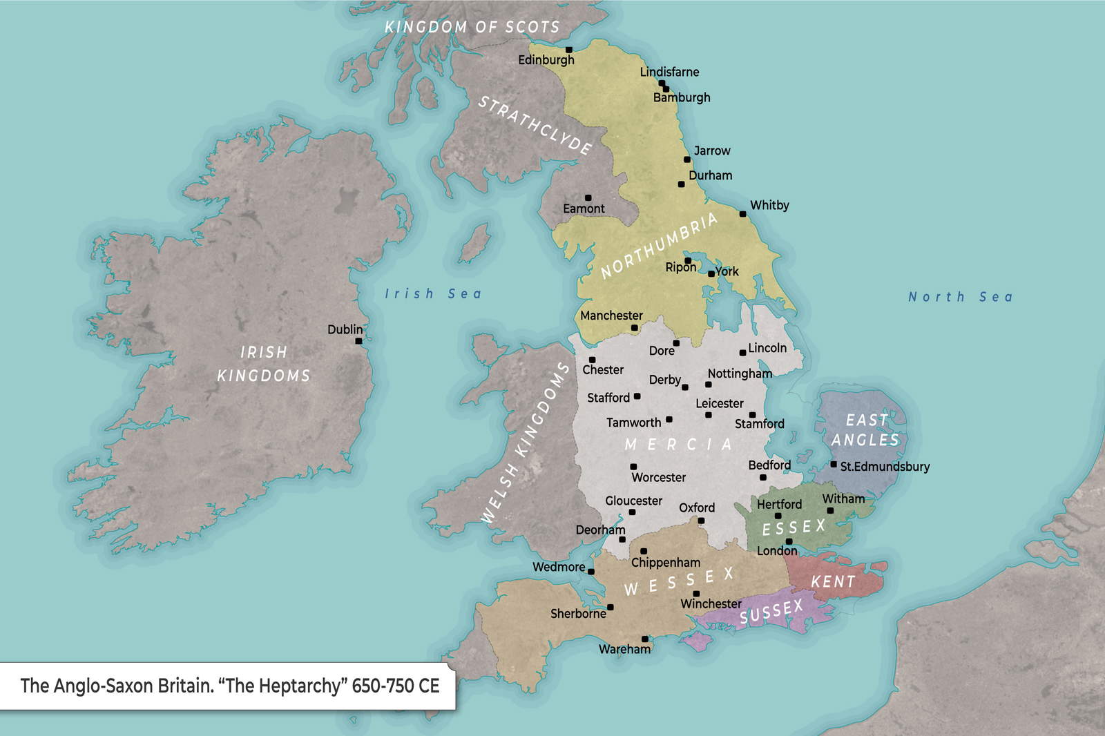 Map: Anglo-Saxon Britain (Heptarchy 650-750 CE) | TheCollector