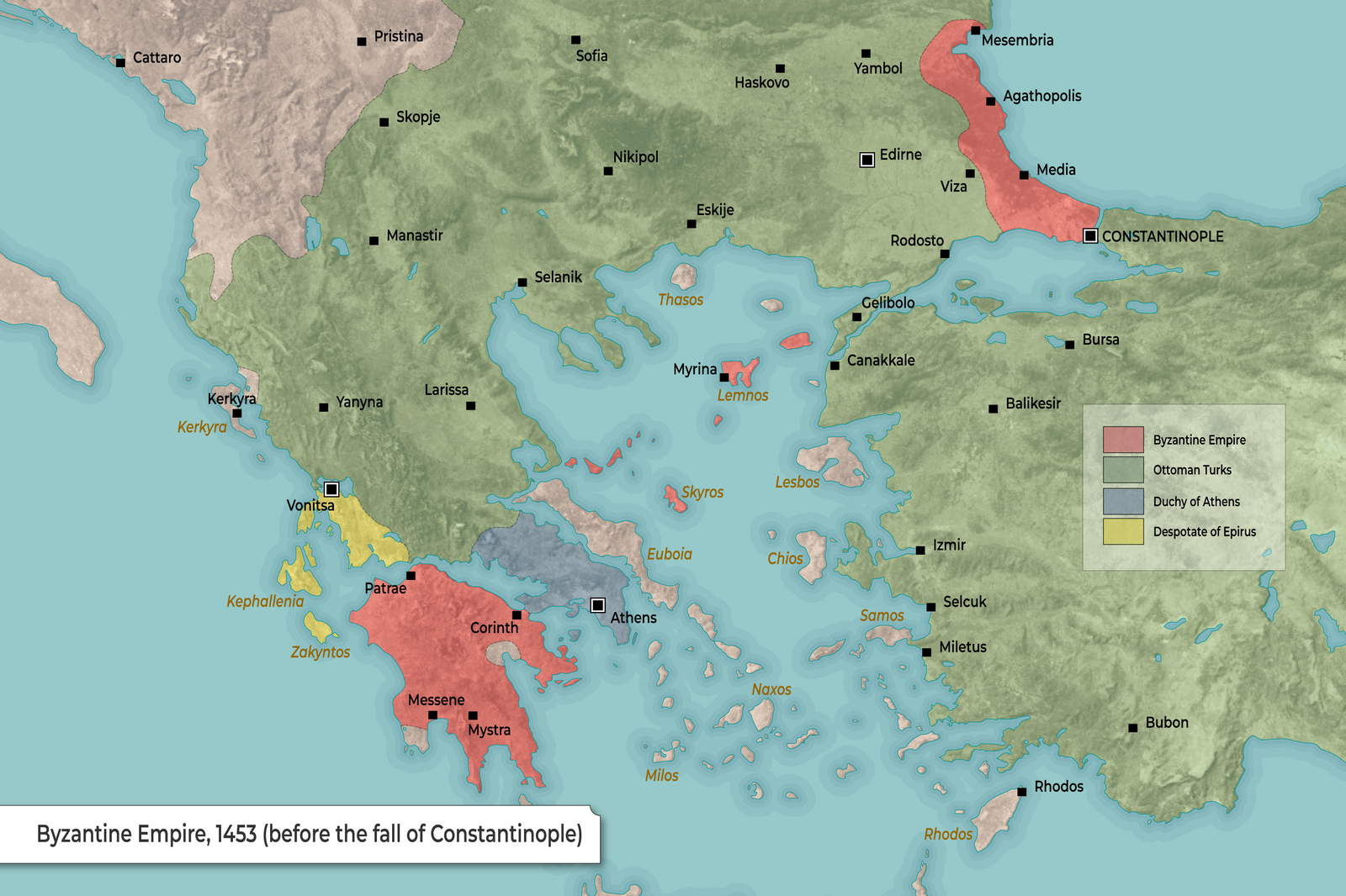 Map: Byzantine Empire in 1453 | TheCollector