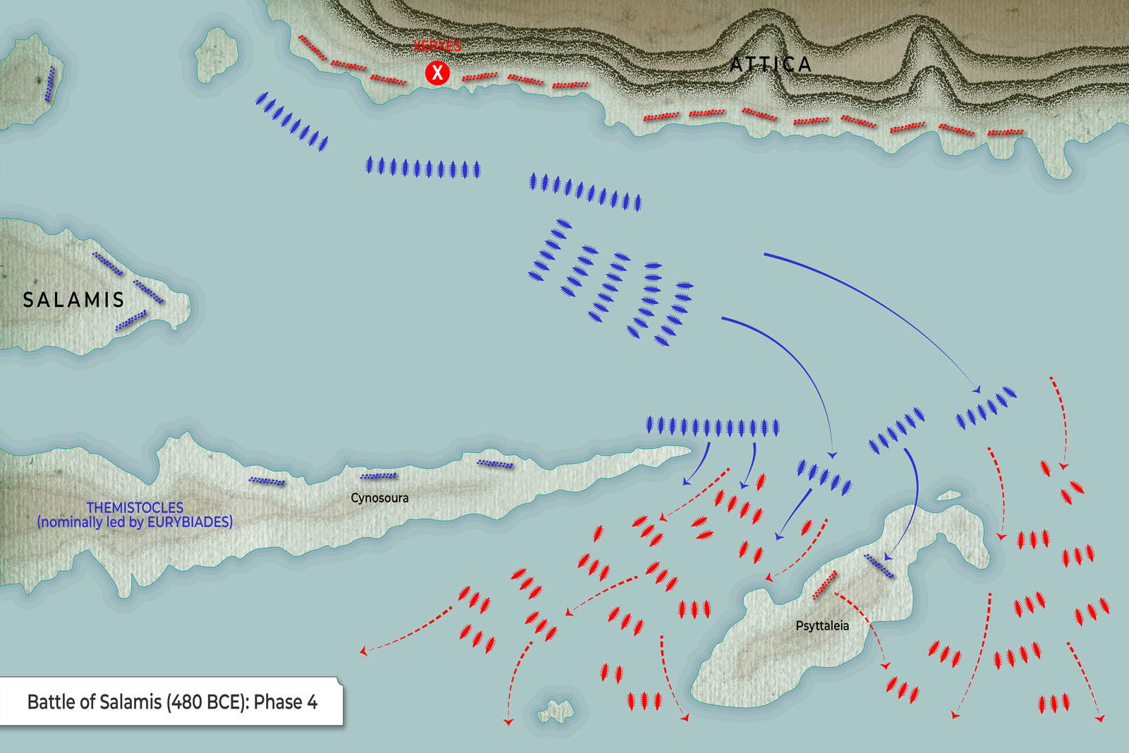 Map: Battle of Salamis (480 BCE) – Persian Retreat || TheCollector