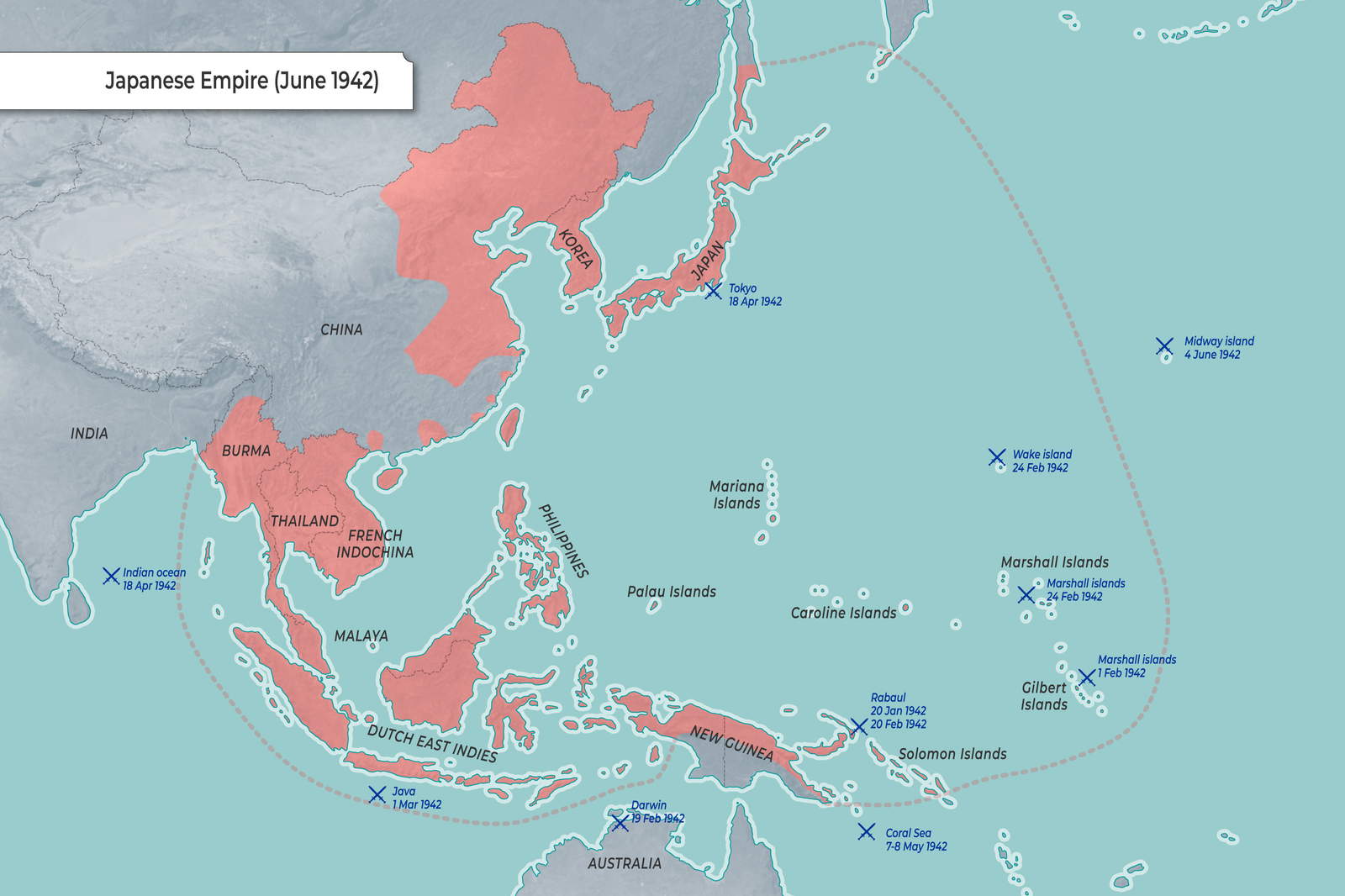 Map: Empire of Japan at Its Peak (1942) | TheCollector